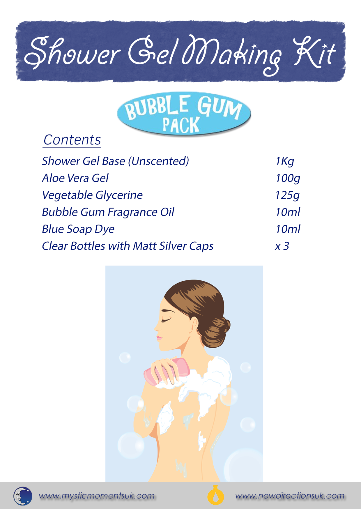 Shower Gel Making Kit - BUBBLE GUM PACK – Mystic Moments UK